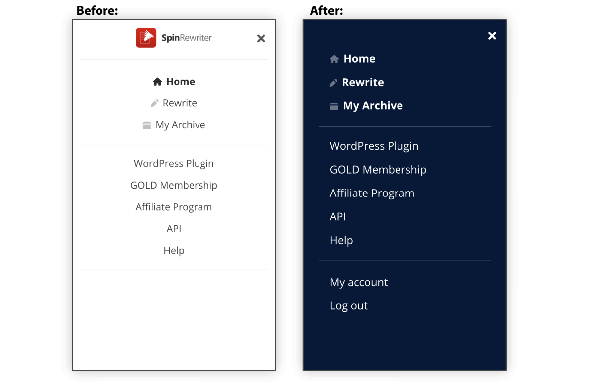 Redesigned mobile menus - Spin Rewriter Blog